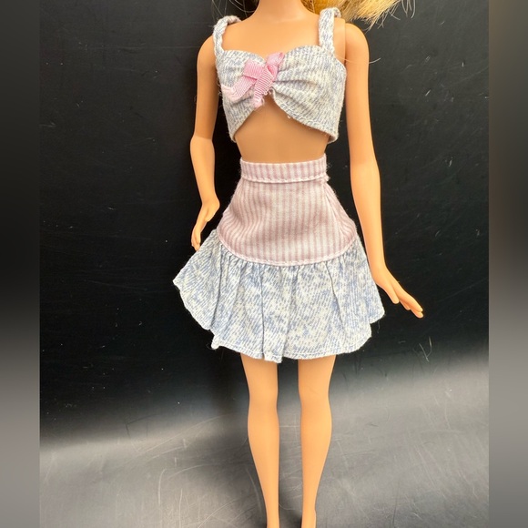 Barbie | Toys | 99s Barbie Pink Faux Denim Skirt Top Jacket Fashion ...